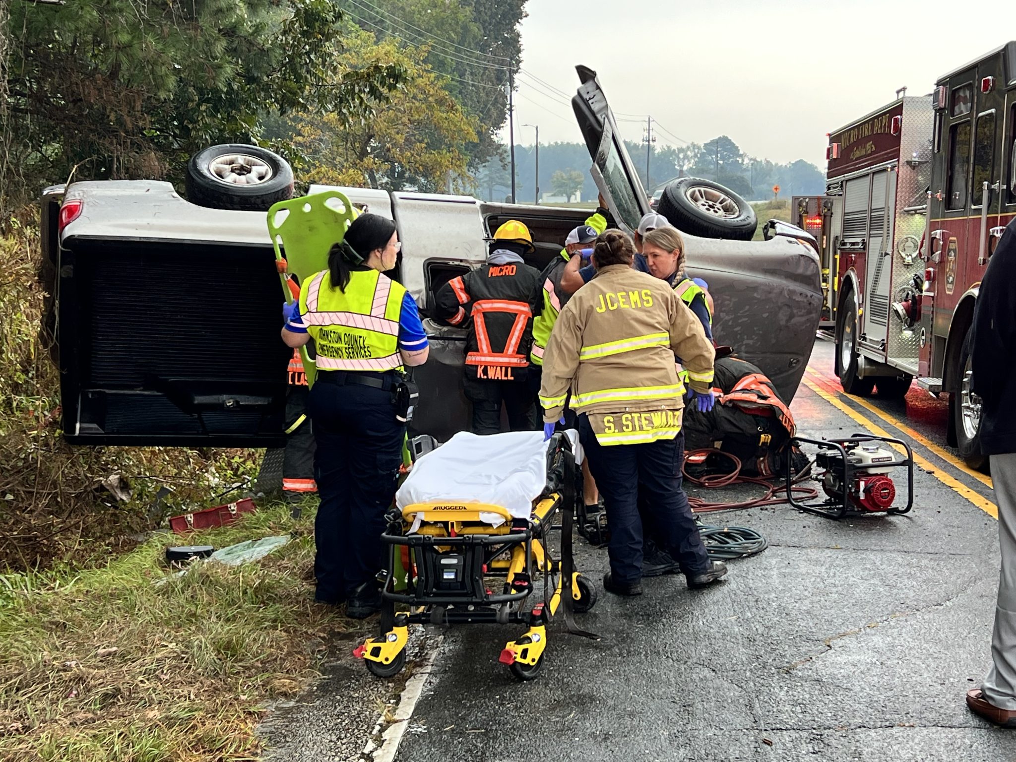 Firefighters Extricate Driver From Overturned Pickup | JoCo Report