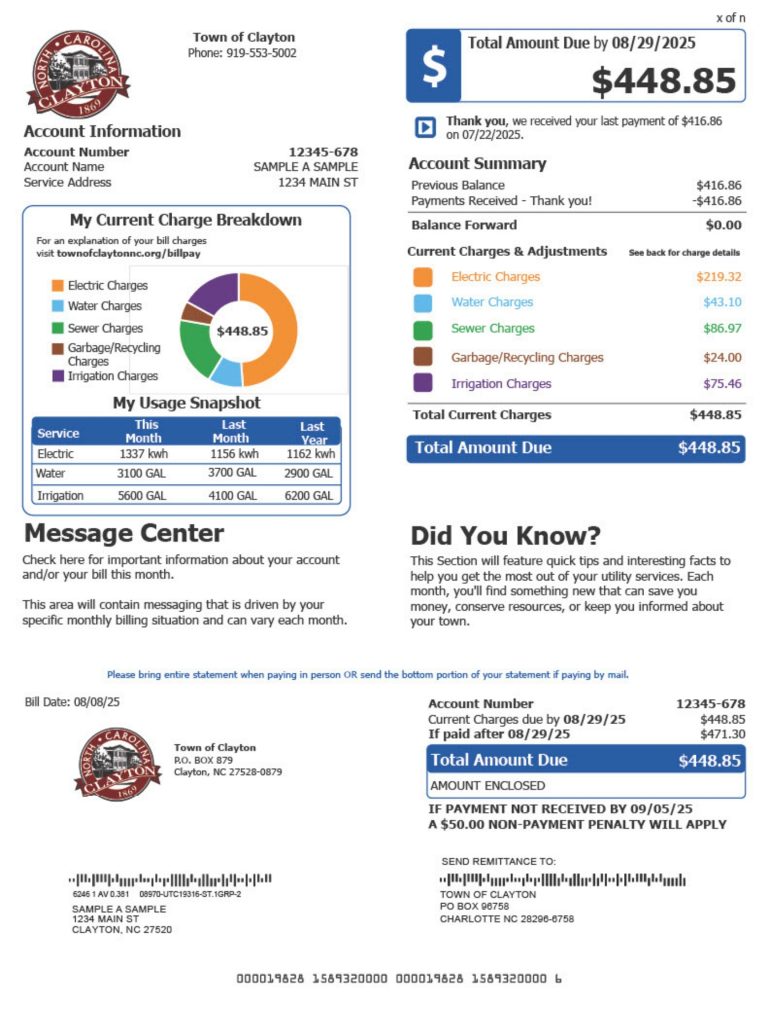 Clayton Redesigns Utility Bill To Help Residents Track Usage – JoCo Report